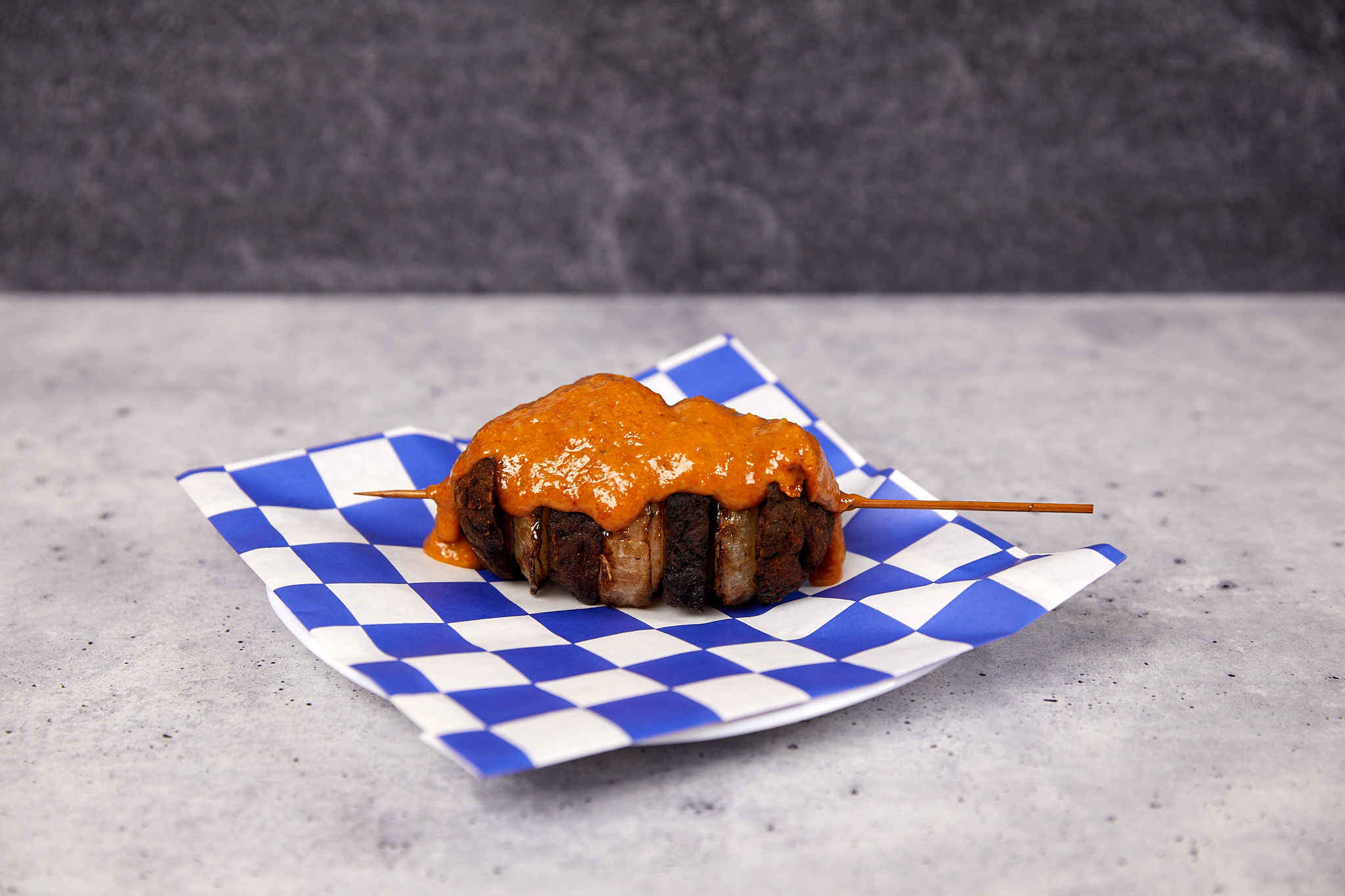 Berenklauw: Deep Fried Meatball and Onion on a Stick, with Peanut Sauce ...